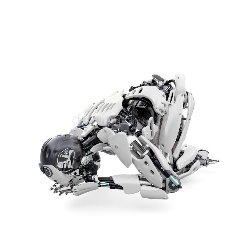 Master Cyber Robot is Praying Stock Illustration - Illustration of ...