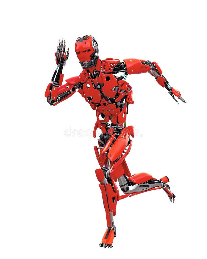 Master Cyber Robot is Running Fast Stock Illustration - Illustration of ...