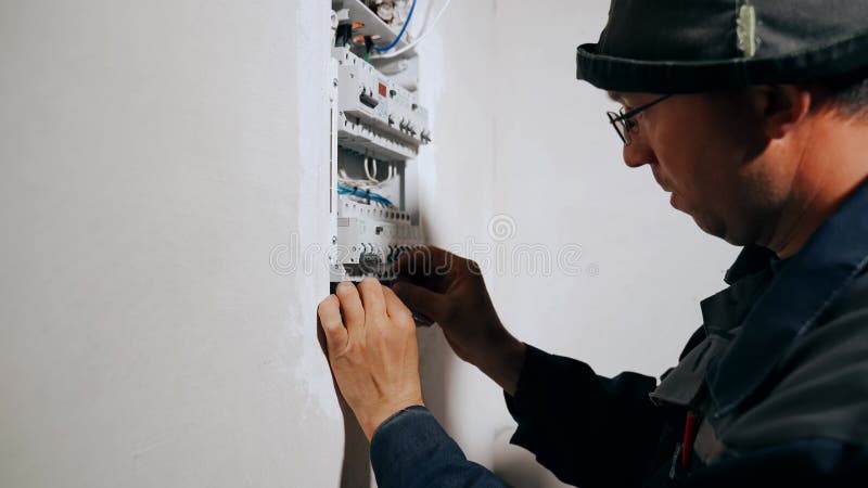 Electrical Panel and Laid Wires in New Wooden Home Construction Close ...