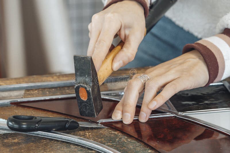 Master glassmaker at work stock image. Image of closeup - 303814937