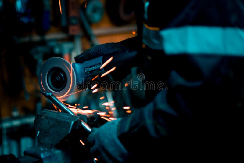 Grinder at work stock image. Image of specialist, iron - 113729807