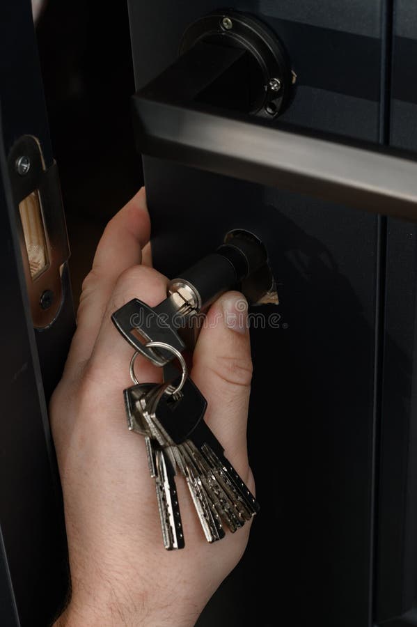 The Master Installs the Core for the Door Lock, Installation Work with ...