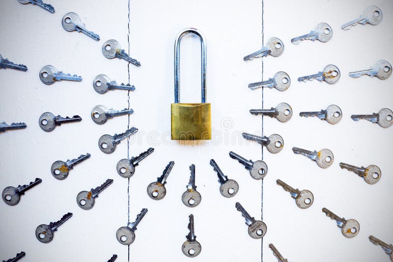 Master Key Around Key on White Wood Background Stock Photo - Image of ...