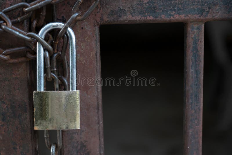 Master Key Lock with Chain on Steel Gate Stock Image - Image of house ...