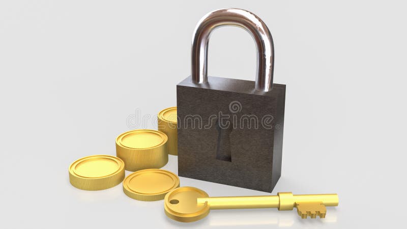The Master Key and Lock for Security or Business Concept 3d Rendering ...