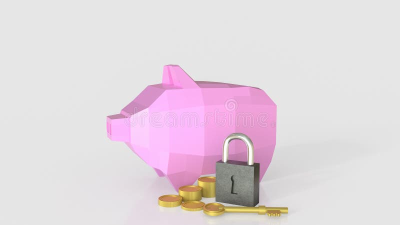 The Master Key and Piggy Bank for Earn or Saving Concept 3d Rendering ...