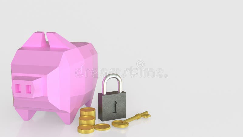 The Master Key and Piggy Bank for Earn or Saving Concept 3d Rendering ...