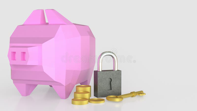 The Master Key and Piggy Bank for Earn or Saving Concept 3d Rendering ...