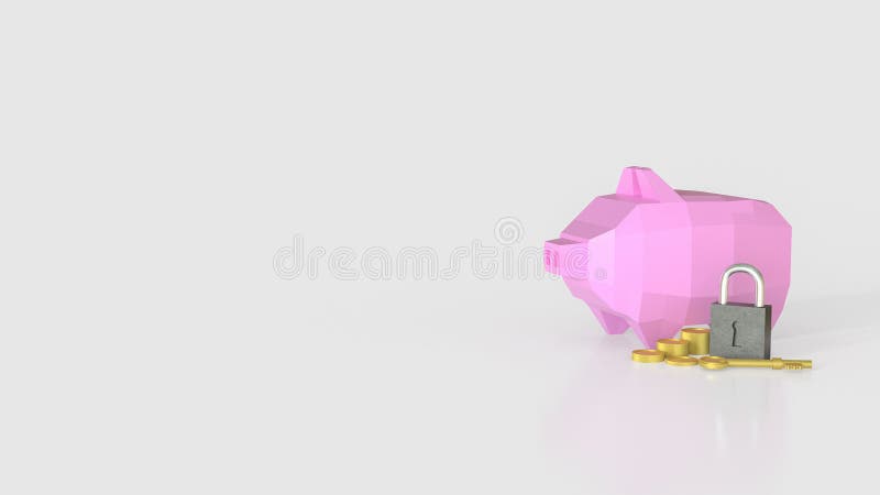 The Master Key and Piggy Bank for Earn or Saving Concept 3d Rendering ...