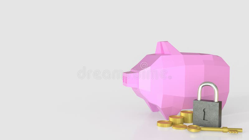 The Master Key and Piggy Bank for Earn or Saving Concept 3d Rendering ...