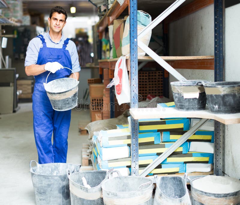 Master is Looking for Bucket for Putty Stock Image - Image of racks ...