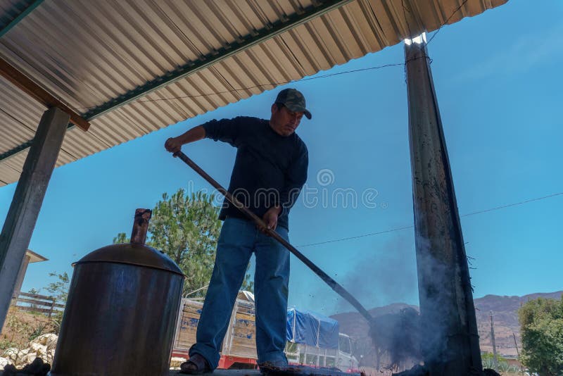 Process of Elaboration of Mezcal in an Artisanal Way Stock Photo ...