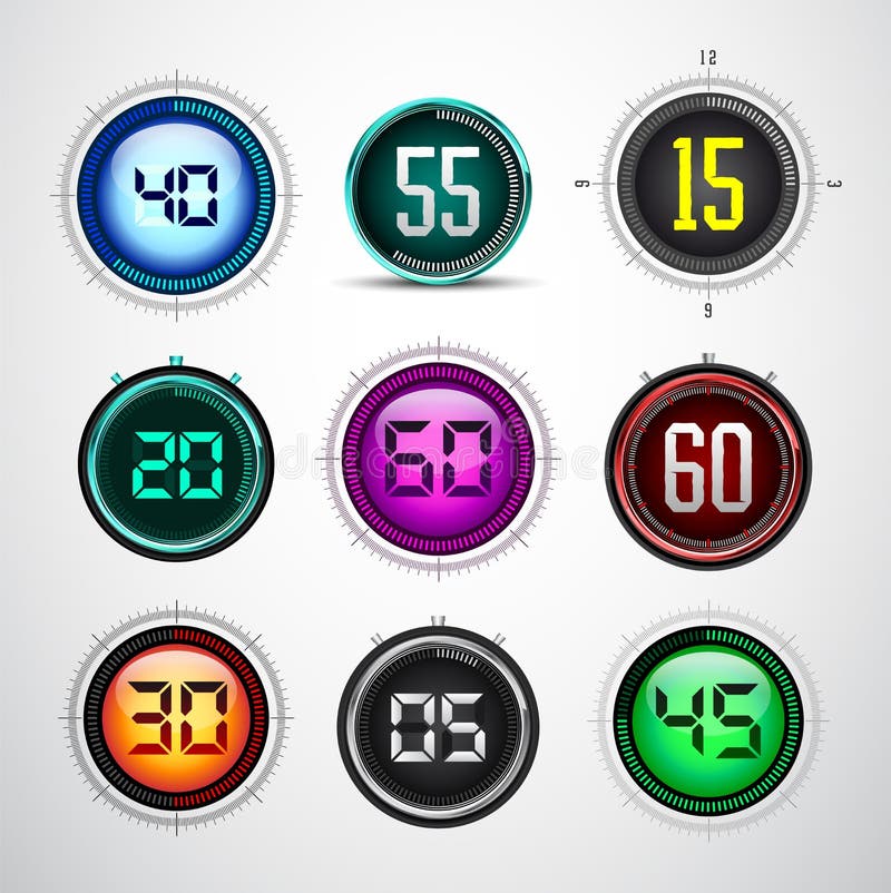 Master Modern Colorful Digital Timer - Stopwatch Stock Vector ...