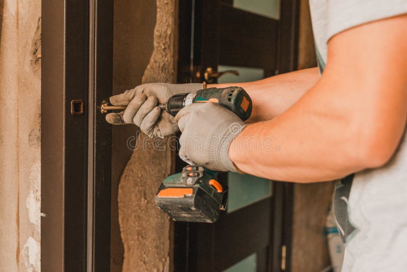 The Master Mounts a Metal Door Frame, Drills Holes in the Box and the ...