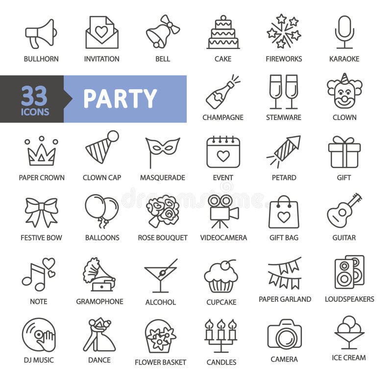 Simple Design Party Icon Set Use from Company Profile Stock ...