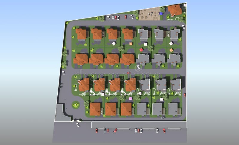 Master Plan Residential Complex Stock Illustration - Illustration of ...