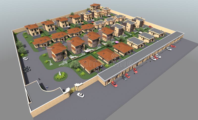 Master Plan Residential Complex Stock Illustration - Illustration of ...