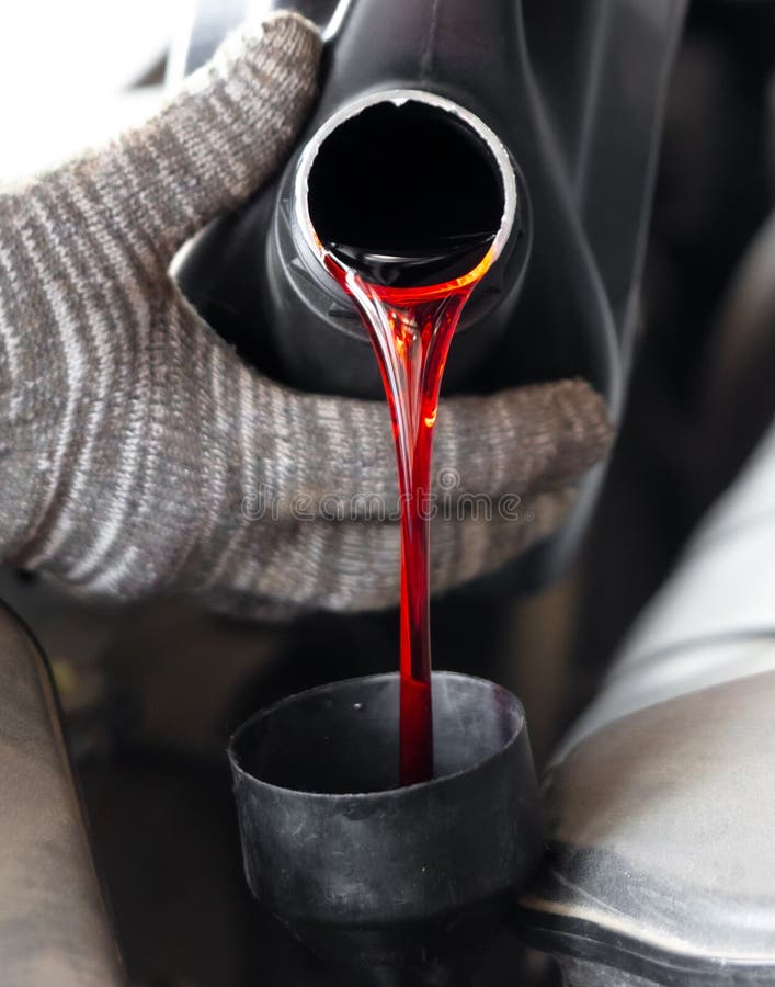 The Master Pours Oil into the Car S Variator Stock Image - Image of ...