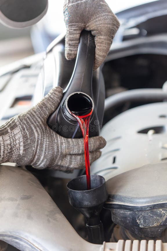 The Master Pours Oil into the Car S Variator Stock Image - Image of ...