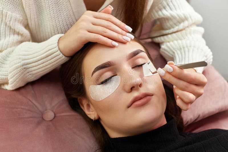 Master Preparing Glue Cotton Tape Under Eye. Stock Photo - Image of strip, eyebrow: 295448268