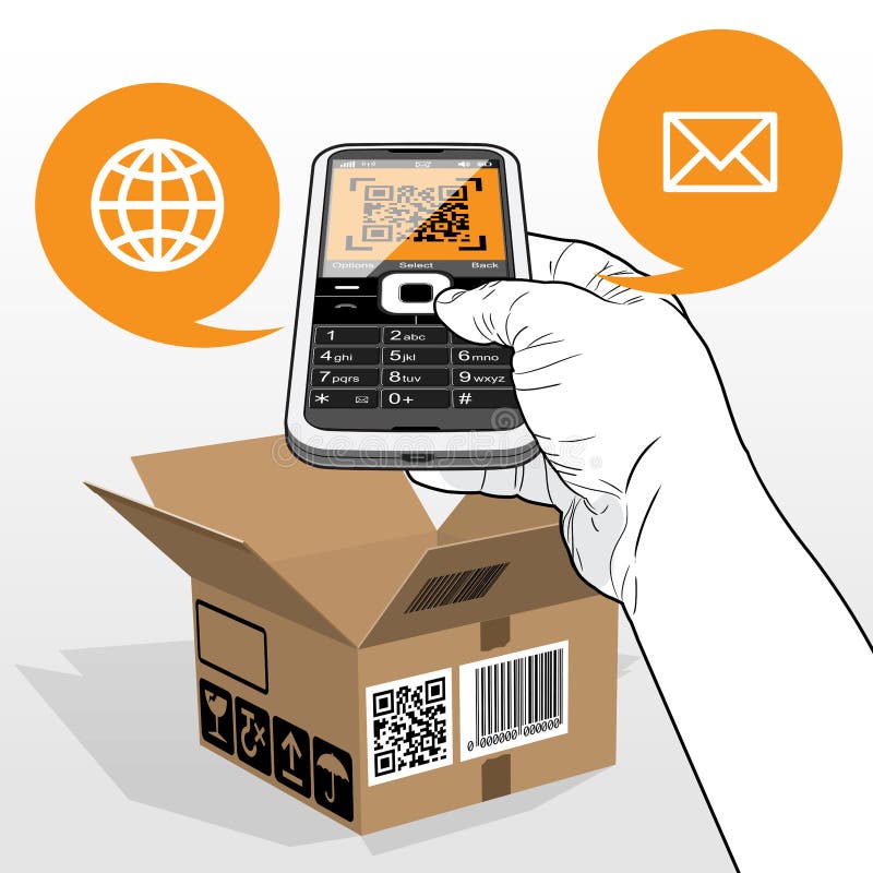 Package QR-Code Scan Via Handset Stock Vector - Illustration of phone ...