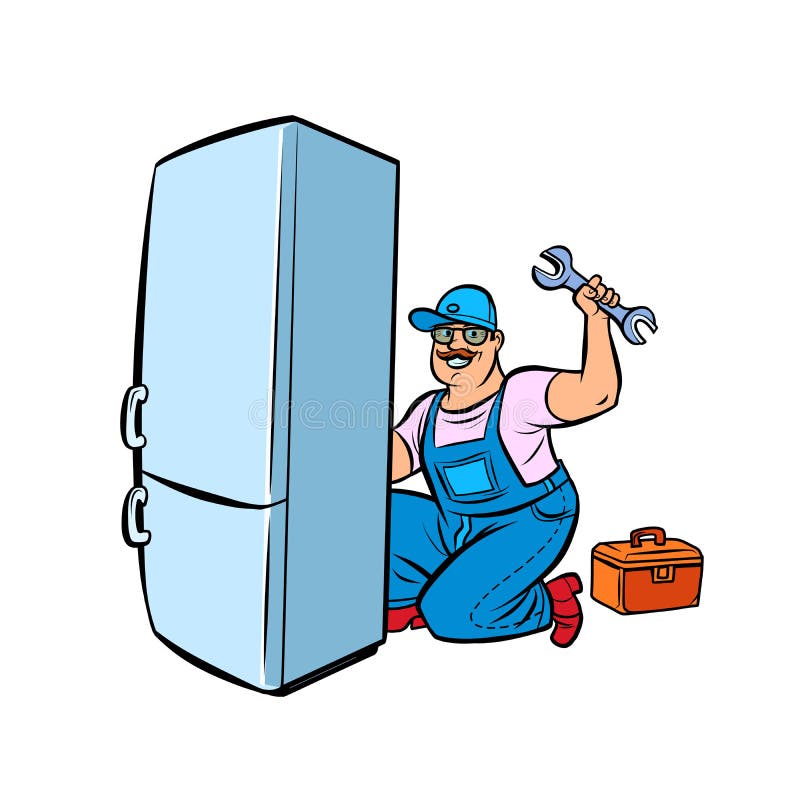 Master refrigerator repair stock vector. Illustration of handyman ...