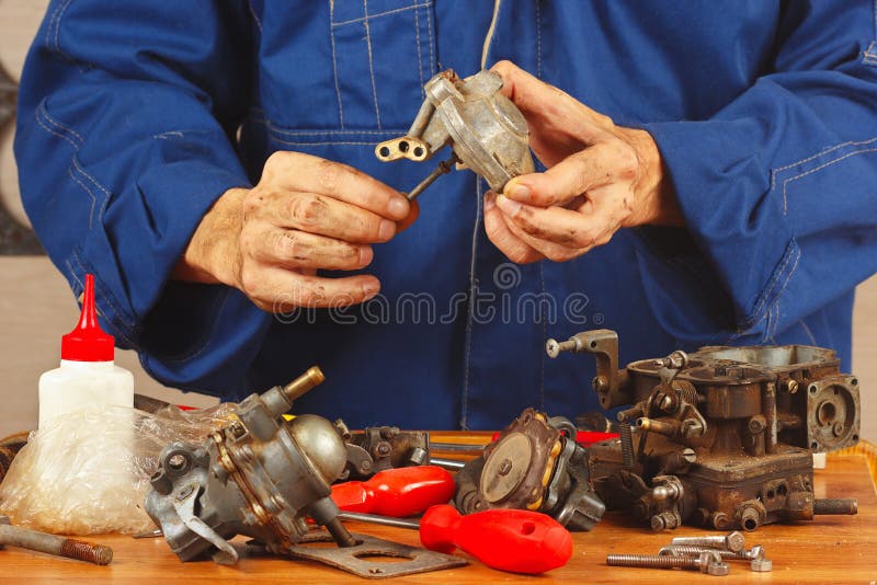 Master Repairing Parts of the Automobile Engine Stock Photo - Image of ...