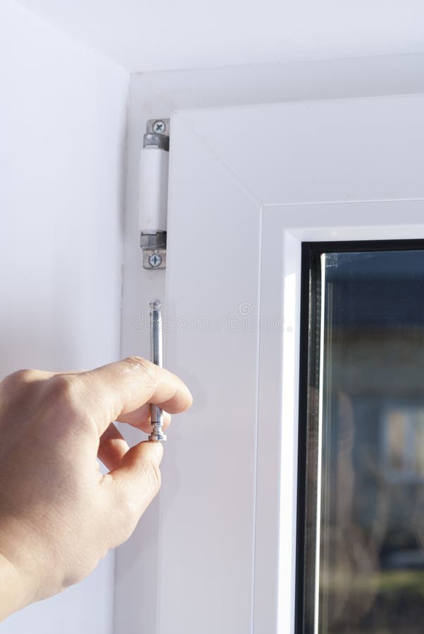Repair of plastic windows stock image. Image of bolt - 107584595