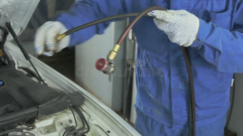 The Master Runs the Air Conditioning of the Car. Stock Video - Video of ...