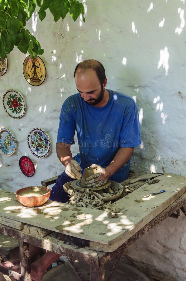 The Master`s Art Pottery Studio when Working with Ancient Technology on ...