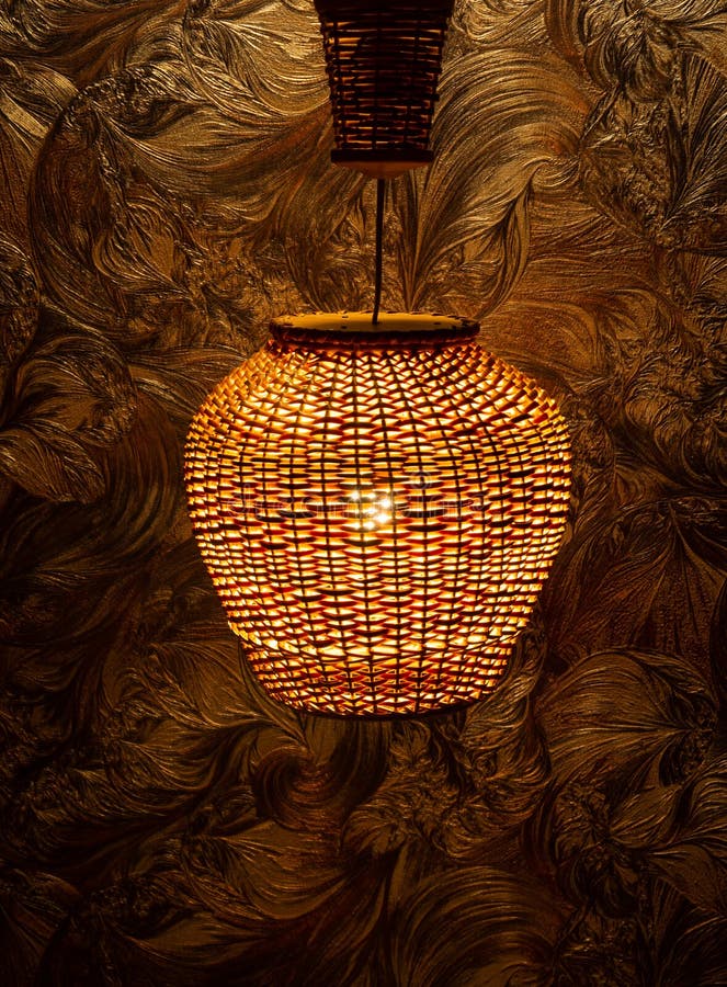 Master S Handmade Wicker Lamp, Night Lamp on the Table Stock Photo ...