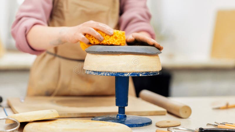 The Master of Sculpting Pottery Working in a Studio Stock Image - Image ...