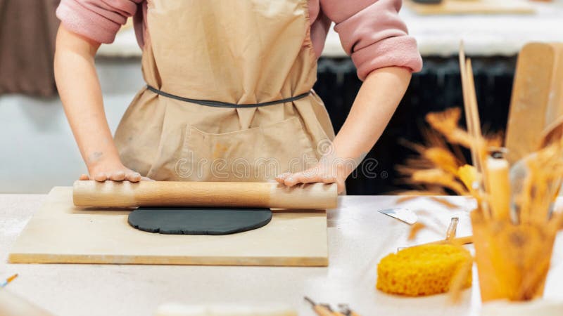 The Master of Sculpting Pottery Working in a Studio Stock Image - Image ...