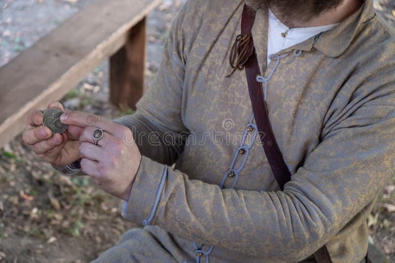 Master Shows and Tells about Ancient Coins. Coinage Stock Photo - Image ...