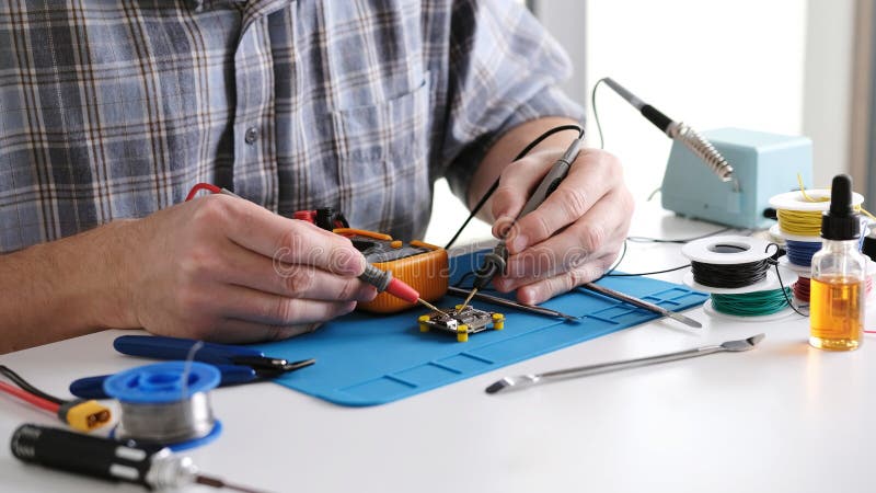Master is Testing Electrical Circuit Using Multimeter Stock Image ...