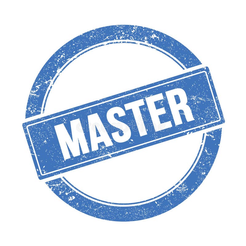 MASTER Text on Blue Grungy Round Stamp Stock Illustration ...