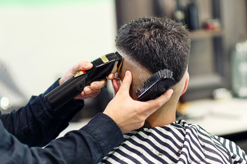 Master Trimming Client in Barbershop Stock Image - Image of equipment ...