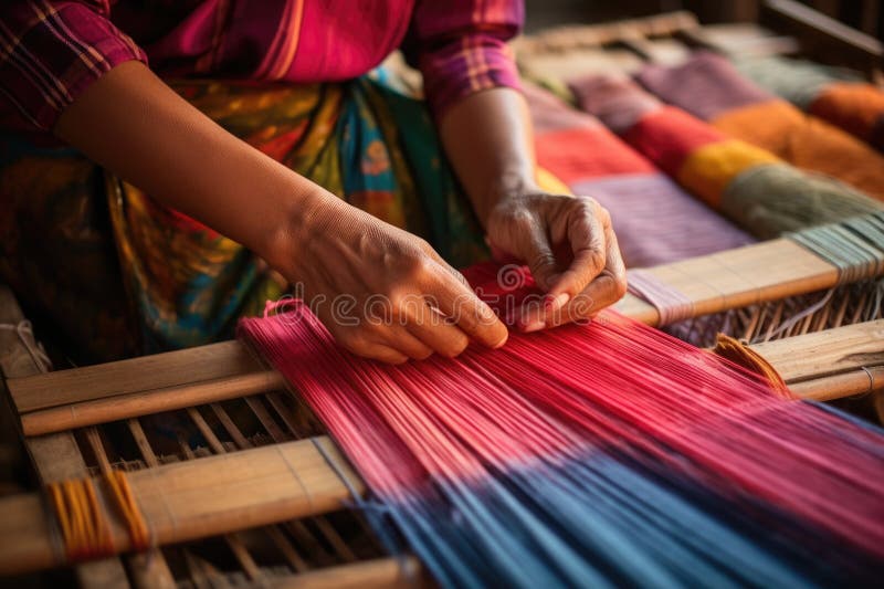 Master Weaver is Weaving Fabric . AI Generated Stock Illustration ...