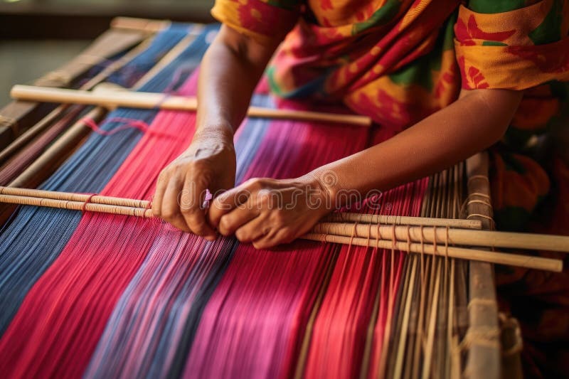 Master Weaver is Weaving Fabric . AI Generated Stock Illustration ...