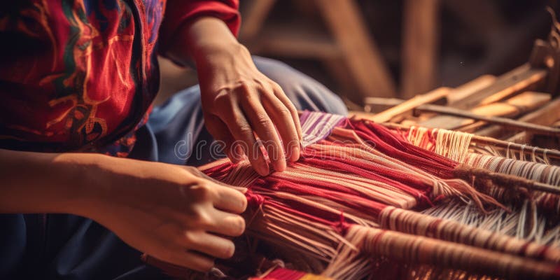 Master Weaver is Weaving Fabric . AI Generated Stock Illustration ...
