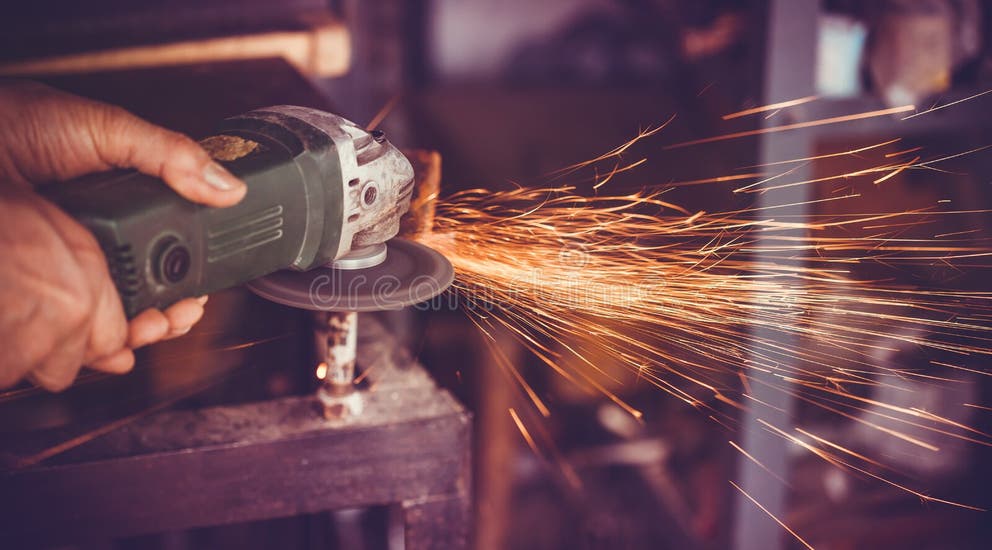 Master of Welding Seams Angle Grinder Stock Photo - Image of ferrous ...