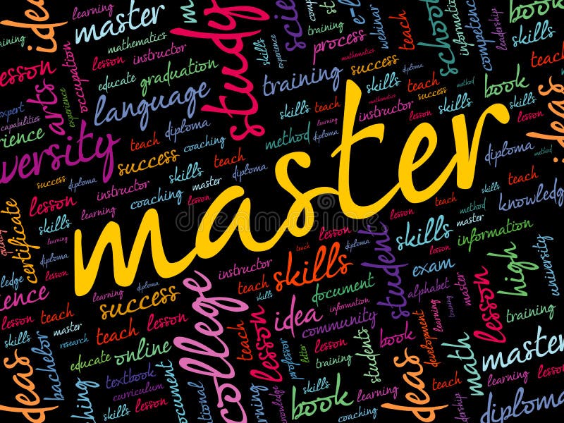 Master word cloud stock illustration. Illustration of concept - 206315717