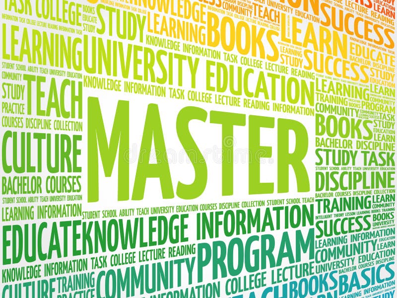 Master word cloud stock illustration. Illustration of concept - 206315717