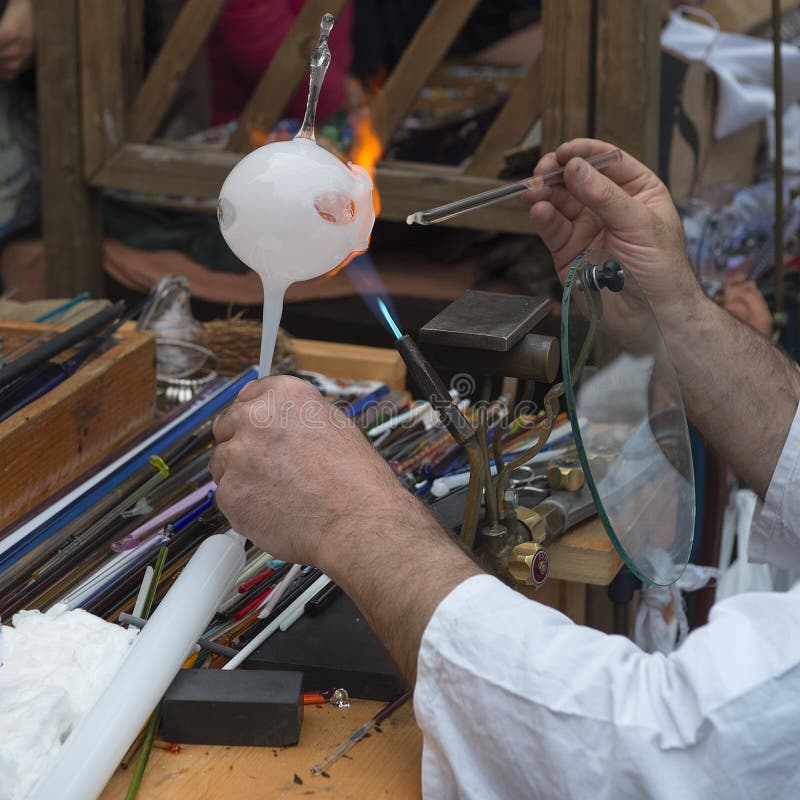 Master Working on a Glass Ball Stock Image - Image of craftsman, work ...