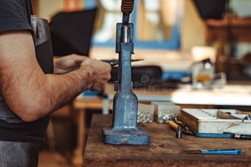 The Master Works with the Vice Stock Image - Image of business, sawdust ...