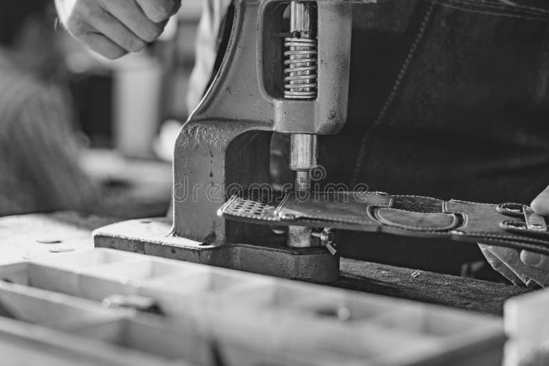 The Master Works with the Vice Stock Image - Image of hammers ...