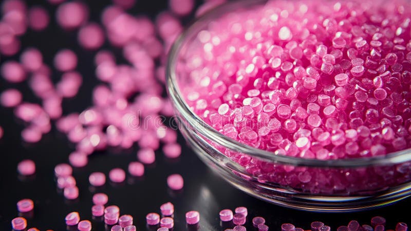 Masterbatch Granules and Hot-cut Pellets Placed in a Plastic Lab Dish ...