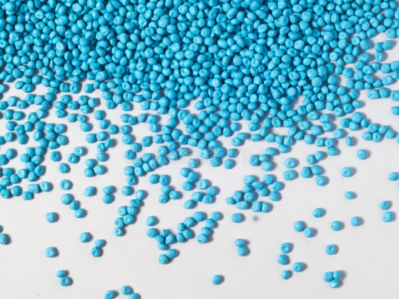 Masterbatch Granules Light Blue on a White Background, this Polymer is ...
