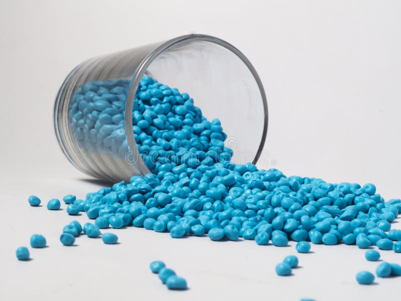 Masterbatch Granules Light Blue on a White Background, this Polymer is ...