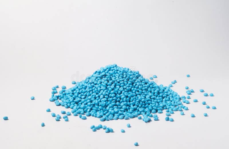 Masterbatch Granules Light Blue on a White Background, this Polymer is ...